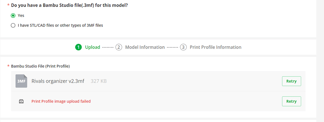 Error while uploading - MakerWorld - Bambu Lab Community Forum Error while uploading - MakerWorld - Bambu Lab Community Forum